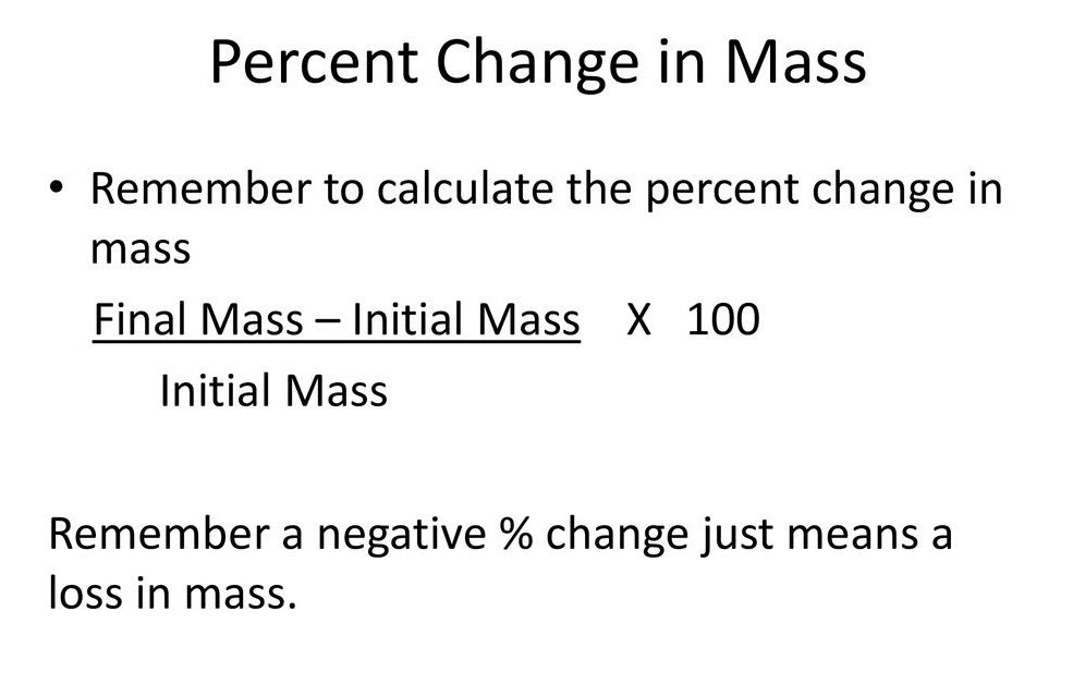 How To Calculate Percentage Change In Mass 